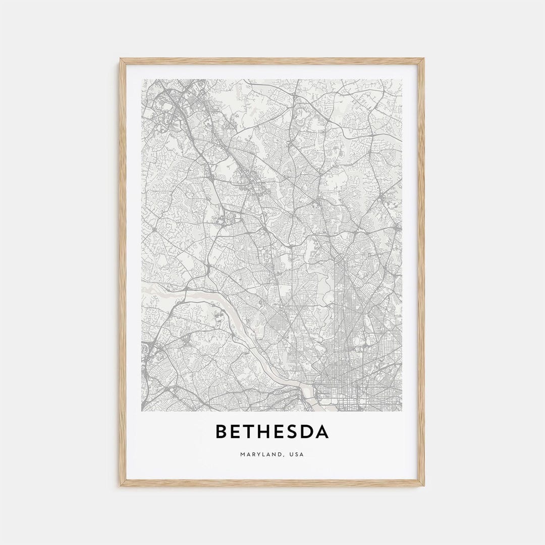 Map of Bethesda Print, Bethesda Map Gift, Bethesda Poster, City Map ...