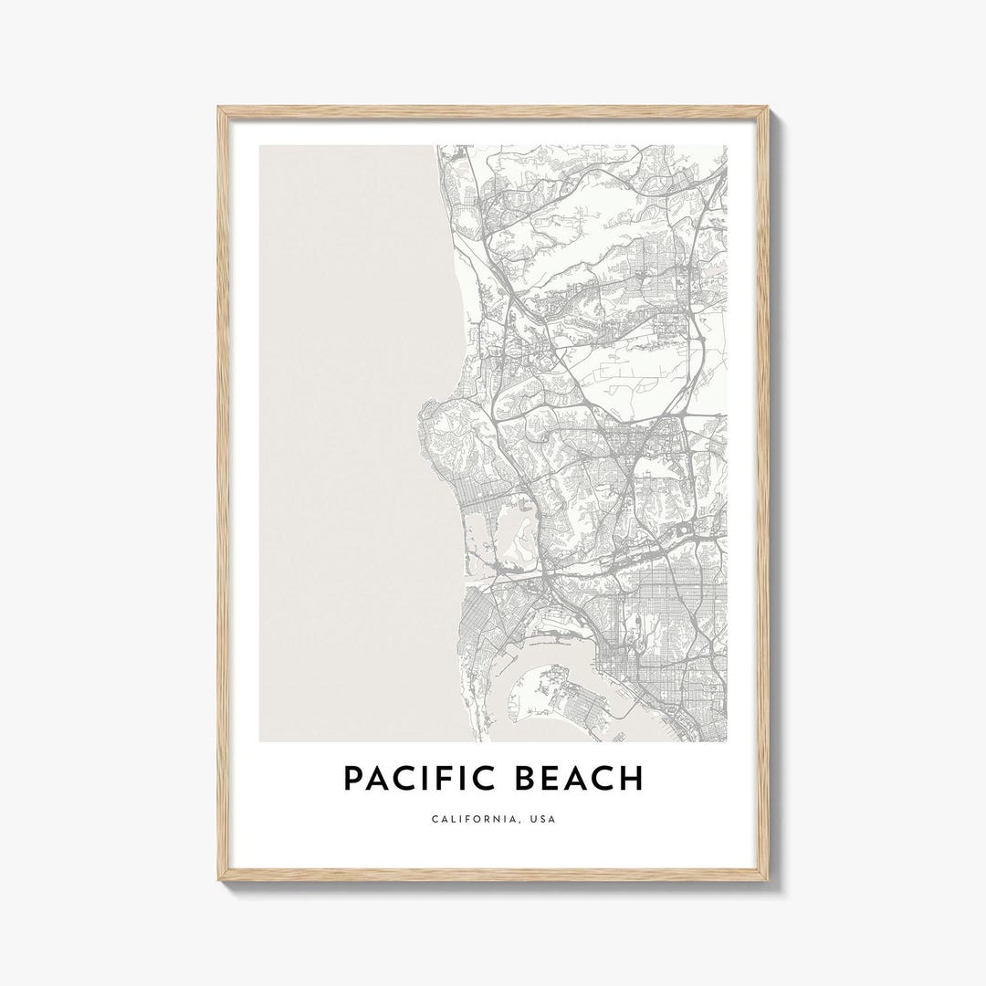Map of Pacific Beach Print, Pacific Beach Map Gift, Pacific Beach ...