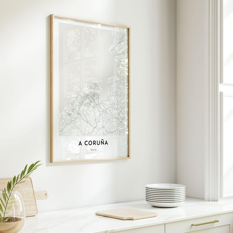 Map of A Coruna Print, A Coruna Map Gift, A Coruna Poster, City Map ...