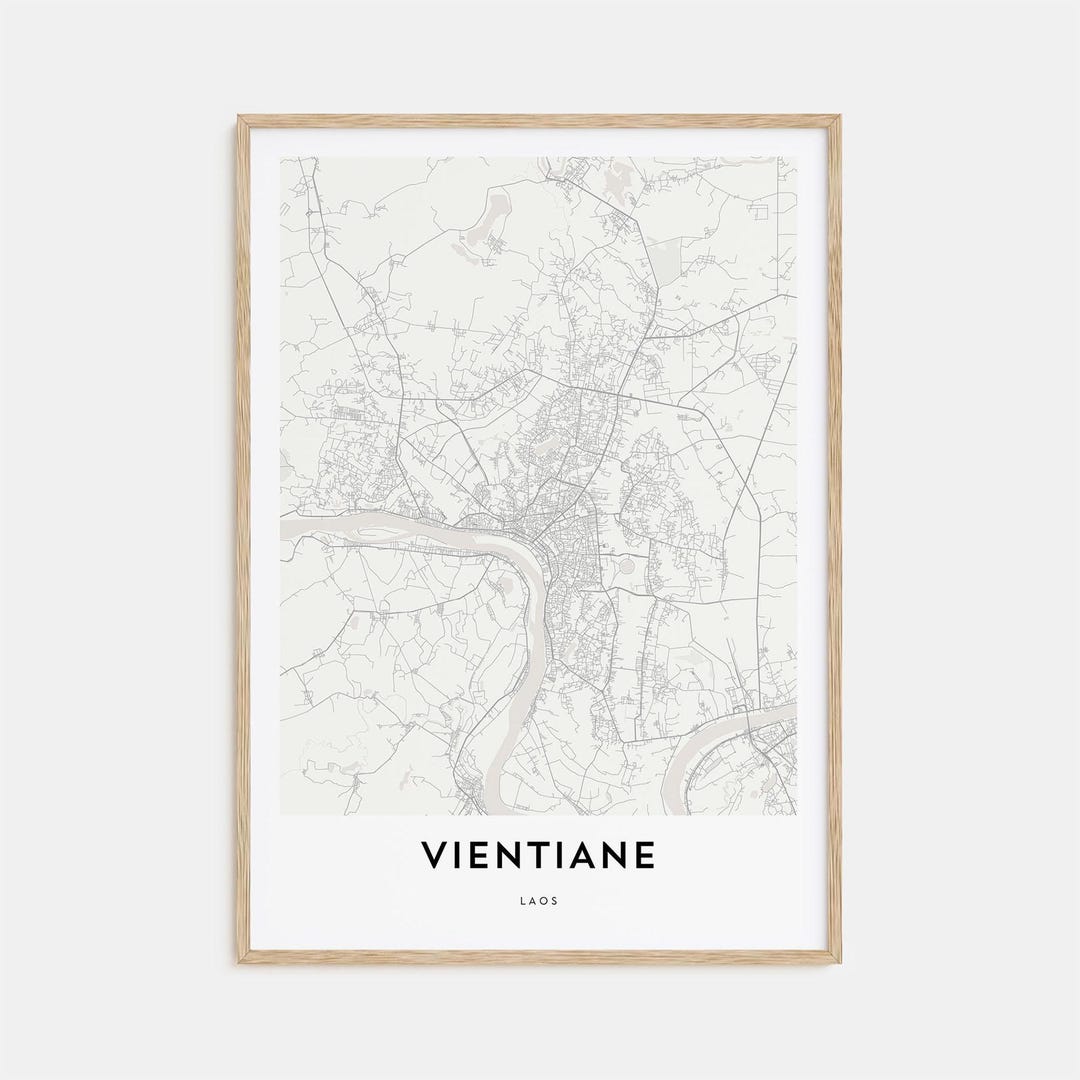 Map of Vientiane Print, Vientiane Map Gift, Vientiane Poster, City Map ...