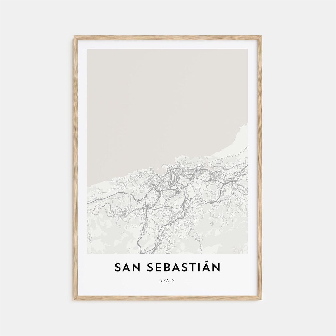 Map of San Sebastian Print, San Sebastian Map Gift, San Sebastian ...