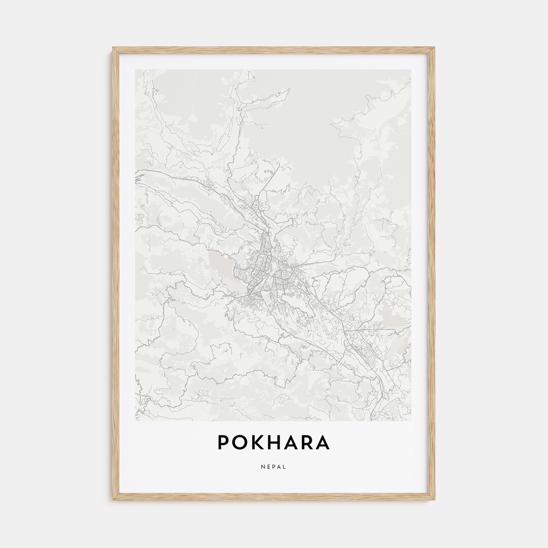 Map of Pokhara Print, Pokhara Map Gift, Pokhara Poster, City Map ...