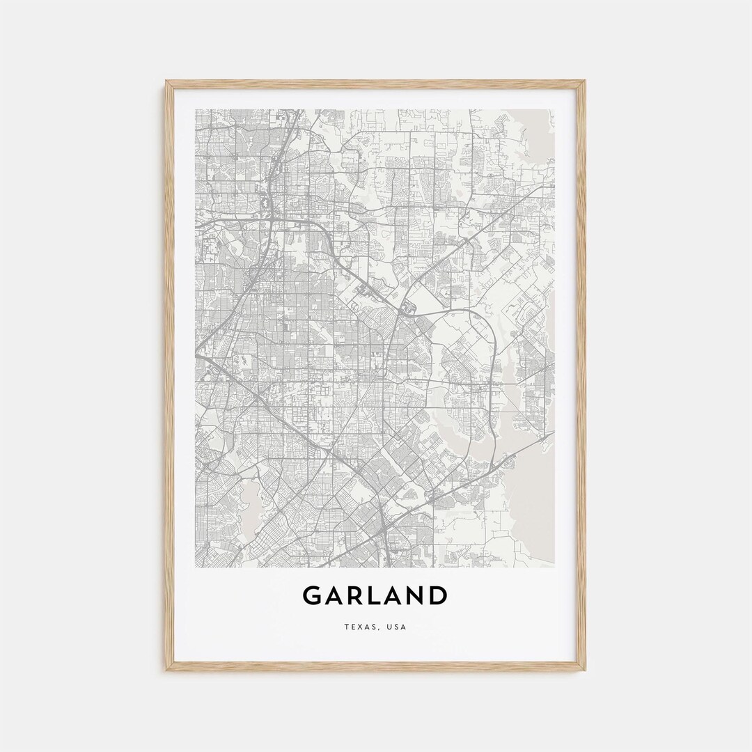 Map of Garland Print, Garland Map Gift, Garland Poster, City Map ...