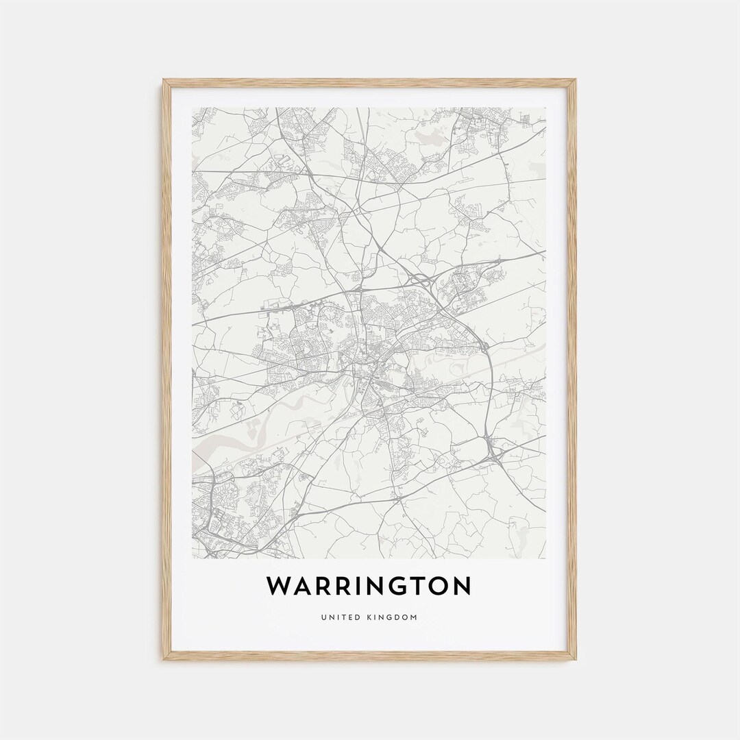 Map of Warrington Print, Warrington Map Gift, Warrington Poster, City ...
