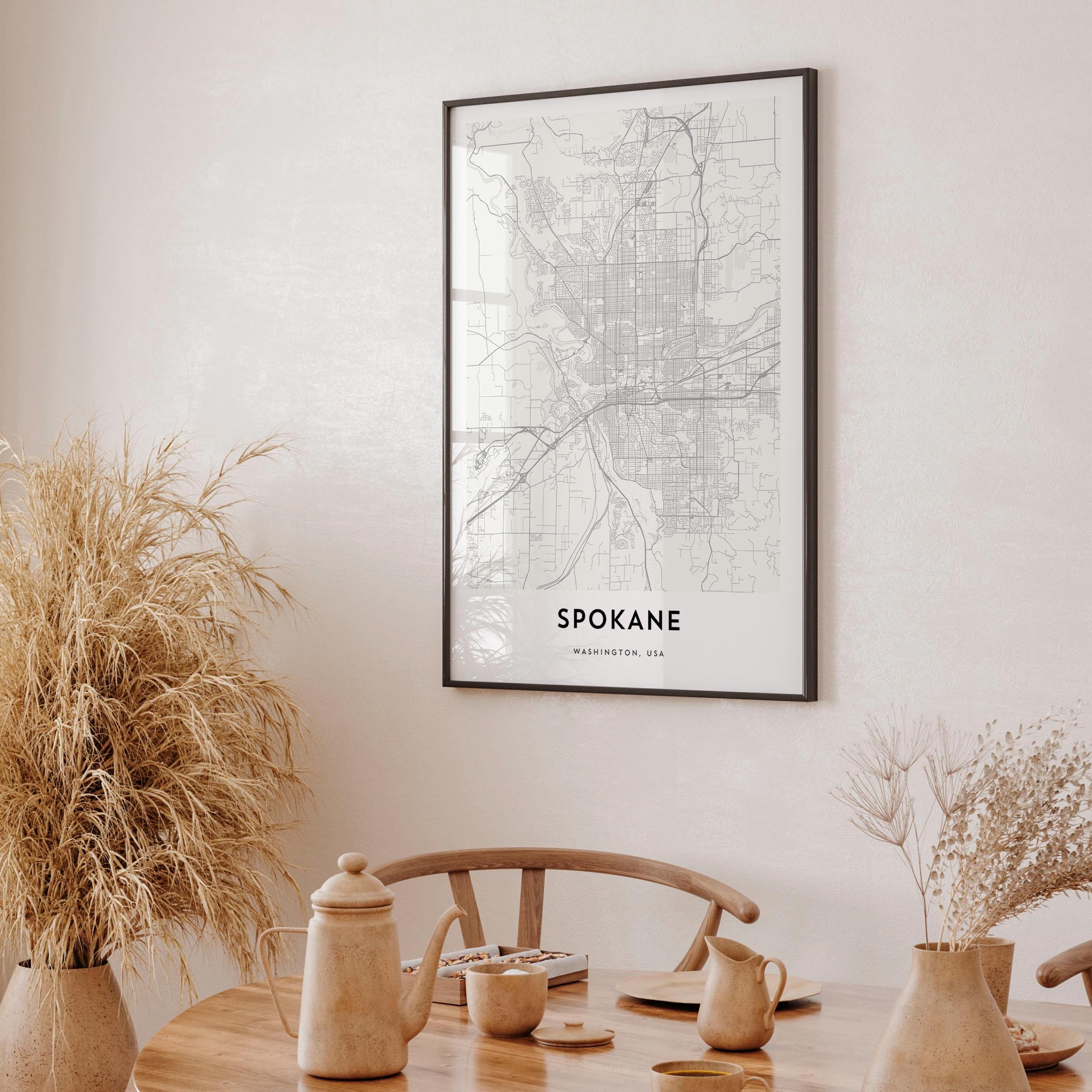 Map of Spokane Print, Spokane Map Gift, Spokane Poster, City Map ...