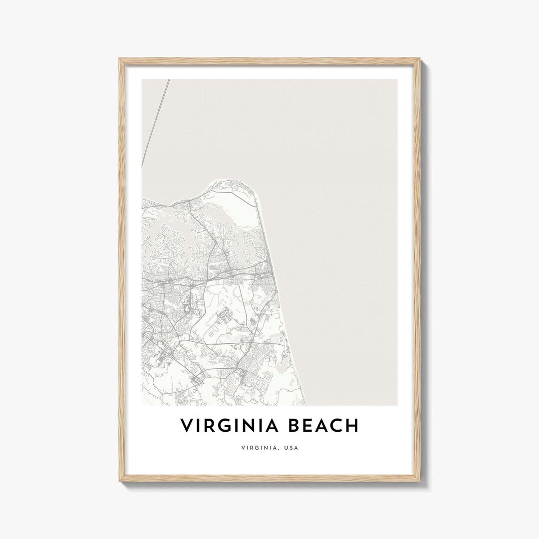Virginia Beach Map Poster Print, Coastal Virginia Wall Art, Hampton ...