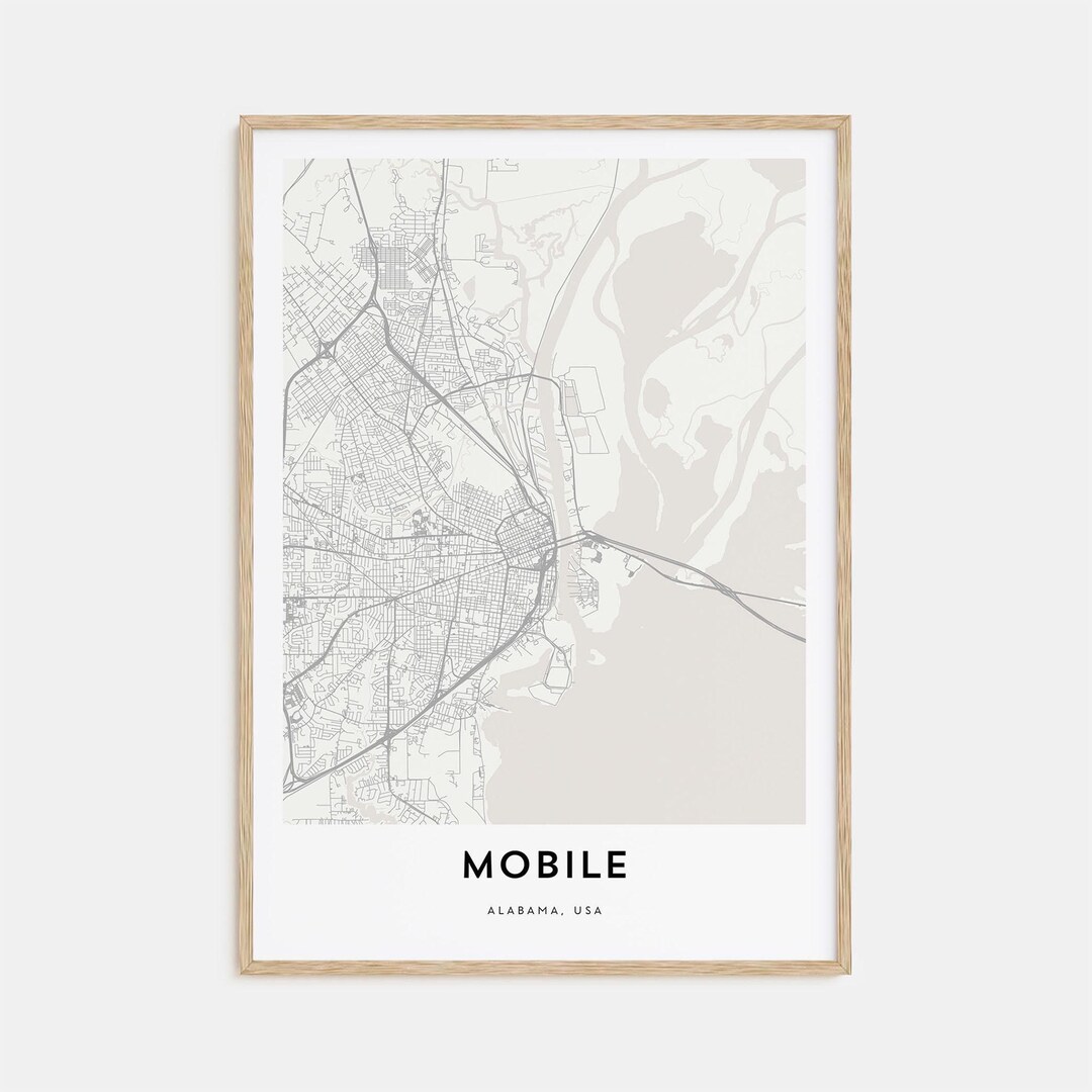 Map of Mobile Print, Mobile Map Gift, Mobile Poster, City Map Artwork ...