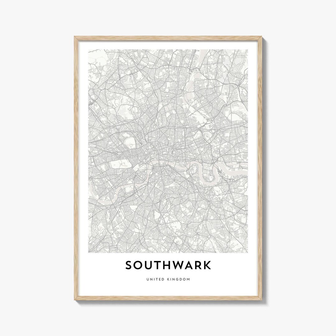 Map of Southwark Print, Southwark Map Gift, Southwark Poster, City Map ...