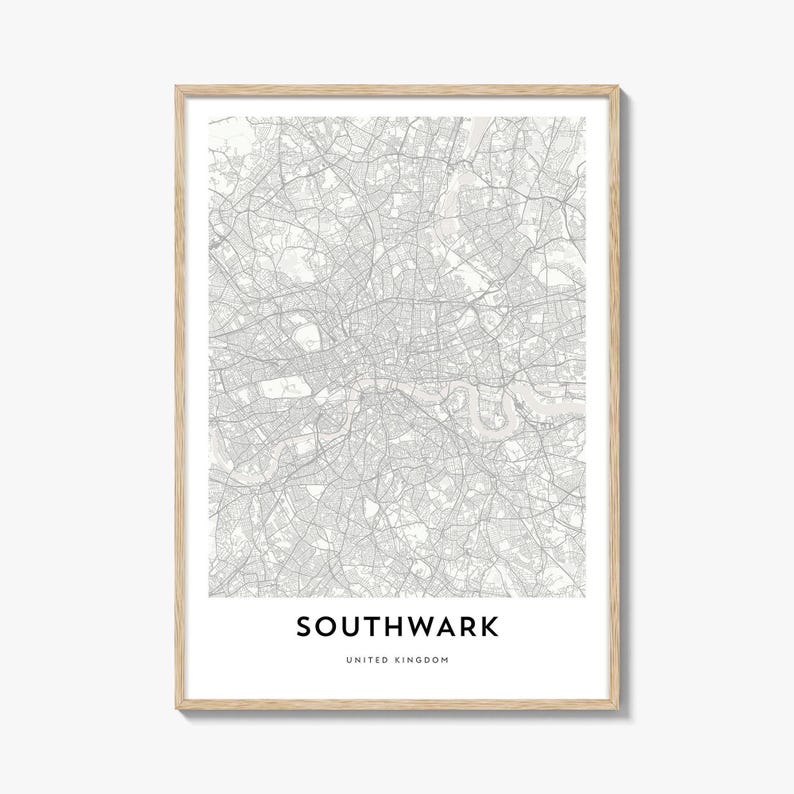 Map of Southwark Print, Southwark Map Gift, Southwark Poster, City Map ...
