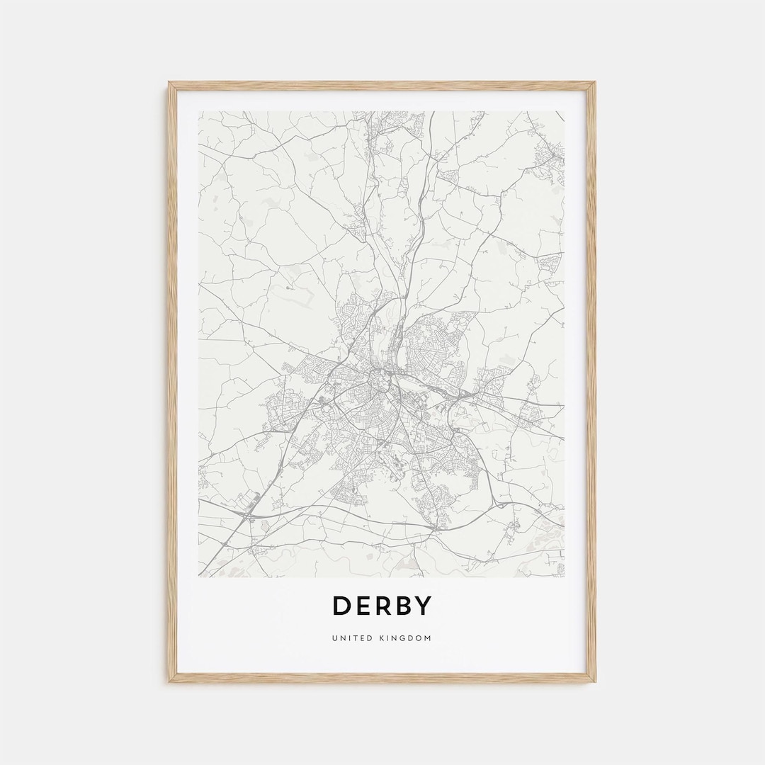 Map of Derby Print, Derby Map Gift, Derby Poster, City Map Artwork for ...