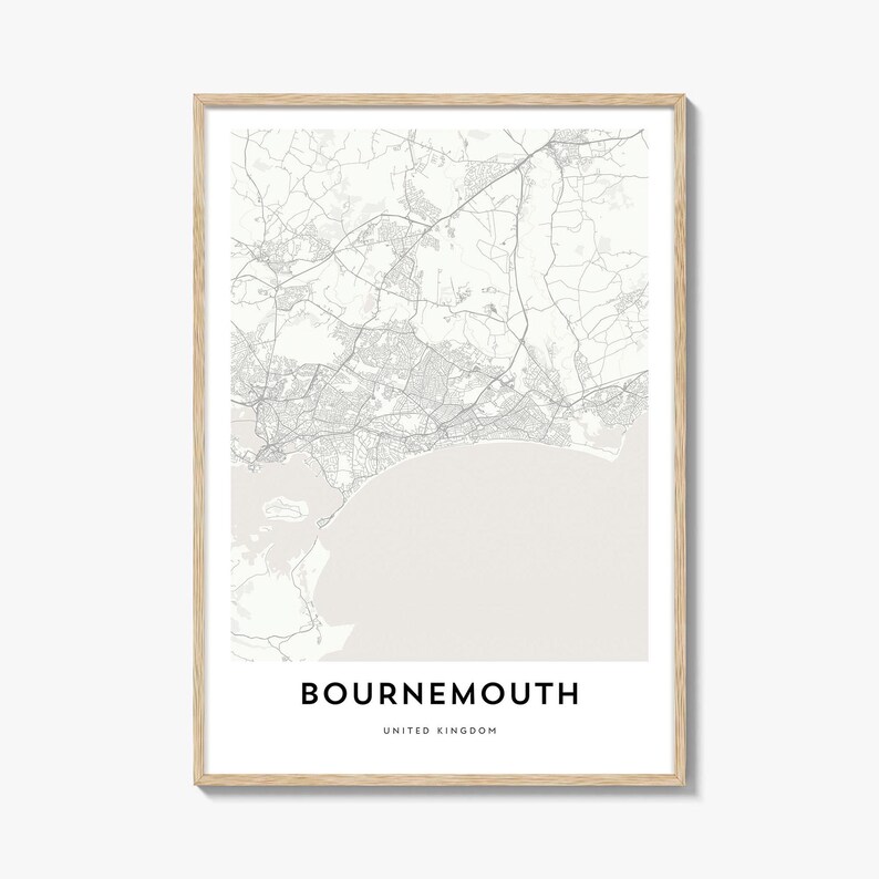 Map of Bournemouth Print, Bournemouth Map Gift, Bournemouth Poster ...