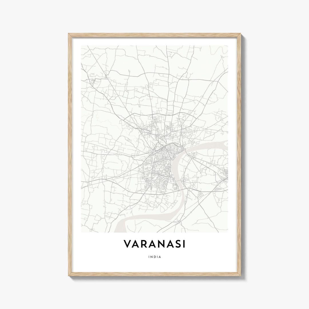 Varanasi Map Poster Print, Banaras Wall Art, Uttar Pradesh Decor, India ...