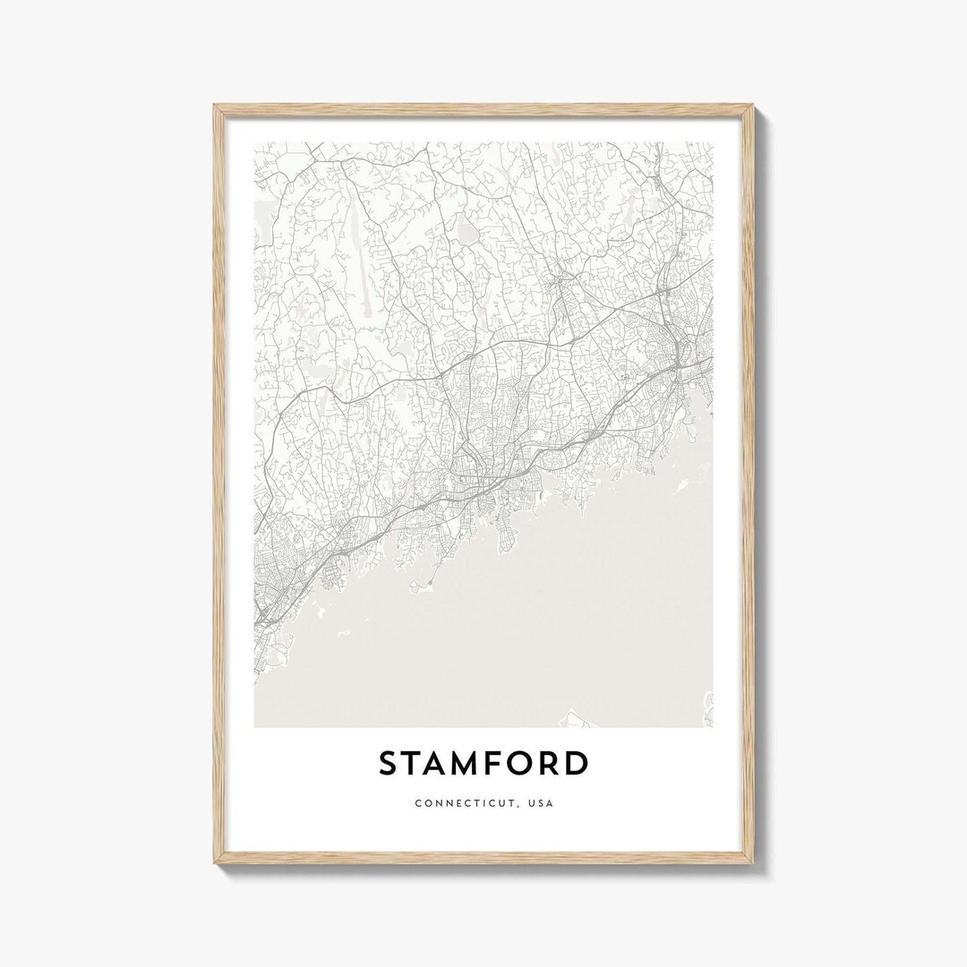 Stamford Map Poster Print, Connecticut Wall Art, USA Decor, New England ...