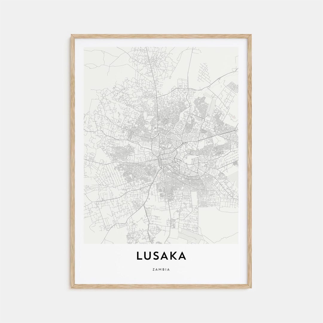Map of Lusaka Print, Lusaka Map Gift, Lusaka Poster, City Map Artwork ...