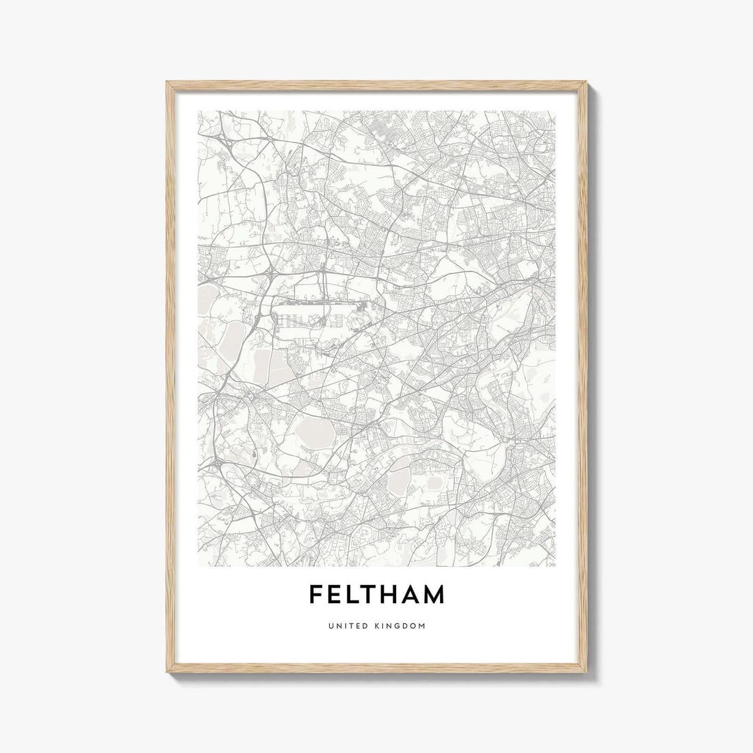 Feltham Map Poster Print, London Wall Art, England Decor, United ...