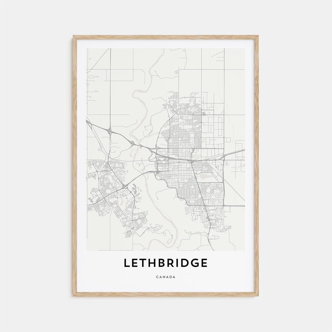 Map of Lethbridge Print, Lethbridge Map Gift, Lethbridge Poster, City ...
