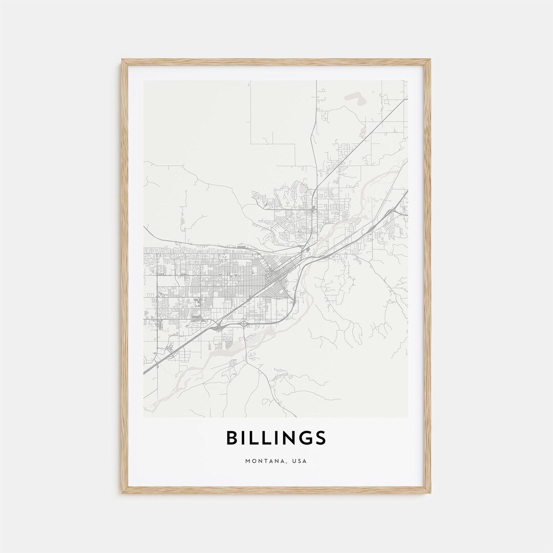 Map of Billings Print, Billings Map Gift, Billings Poster, City Map ...