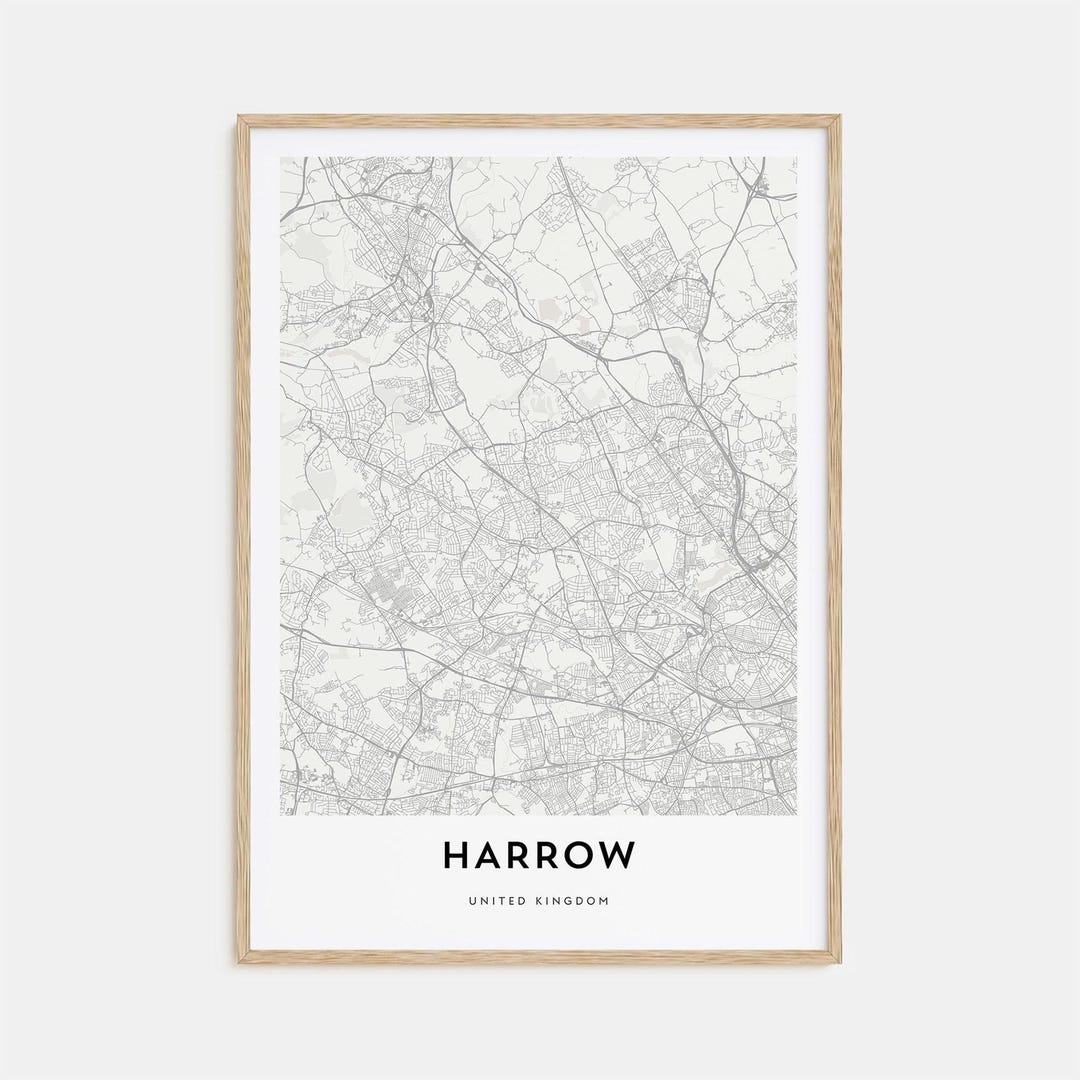 Map of Harrow Print, Harrow Map Gift, Harrow Poster, City Map Artwork ...
