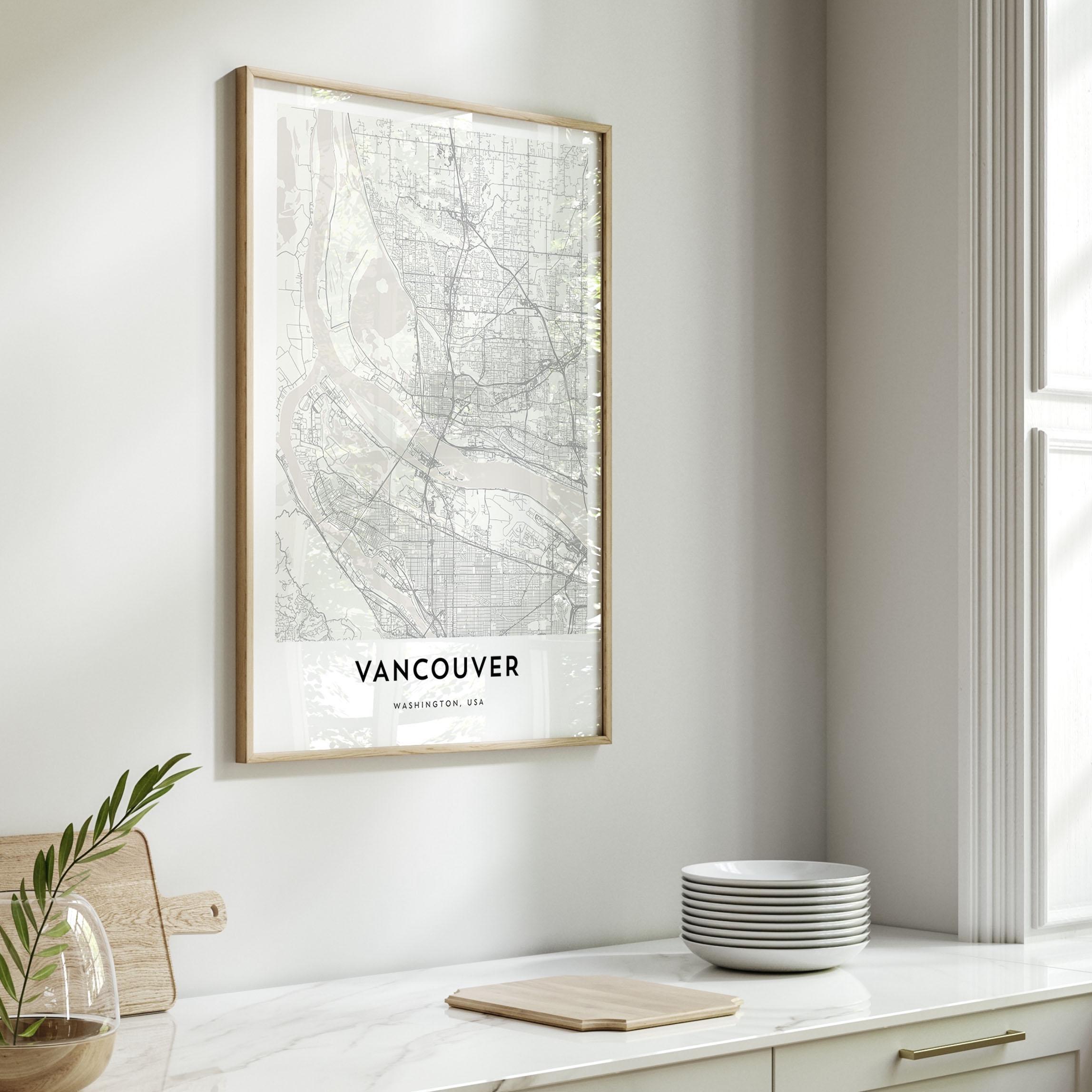 Map of Vancouver Washington Print, Vancouver Map Gift, Vancouver Poster ...