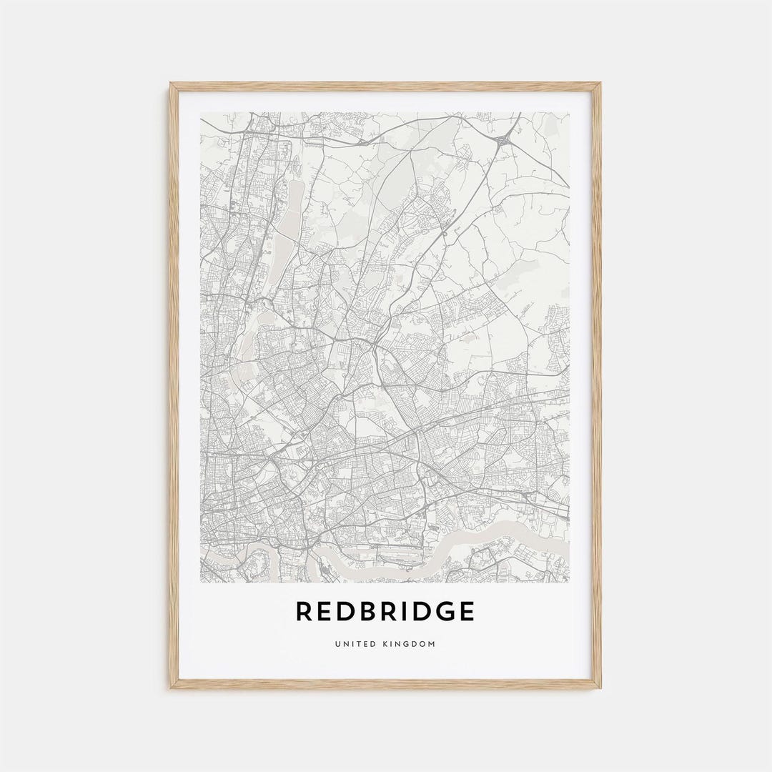 Map of Redbridge Print, Redbridge Map Gift, Redbridge Poster, City Map ...