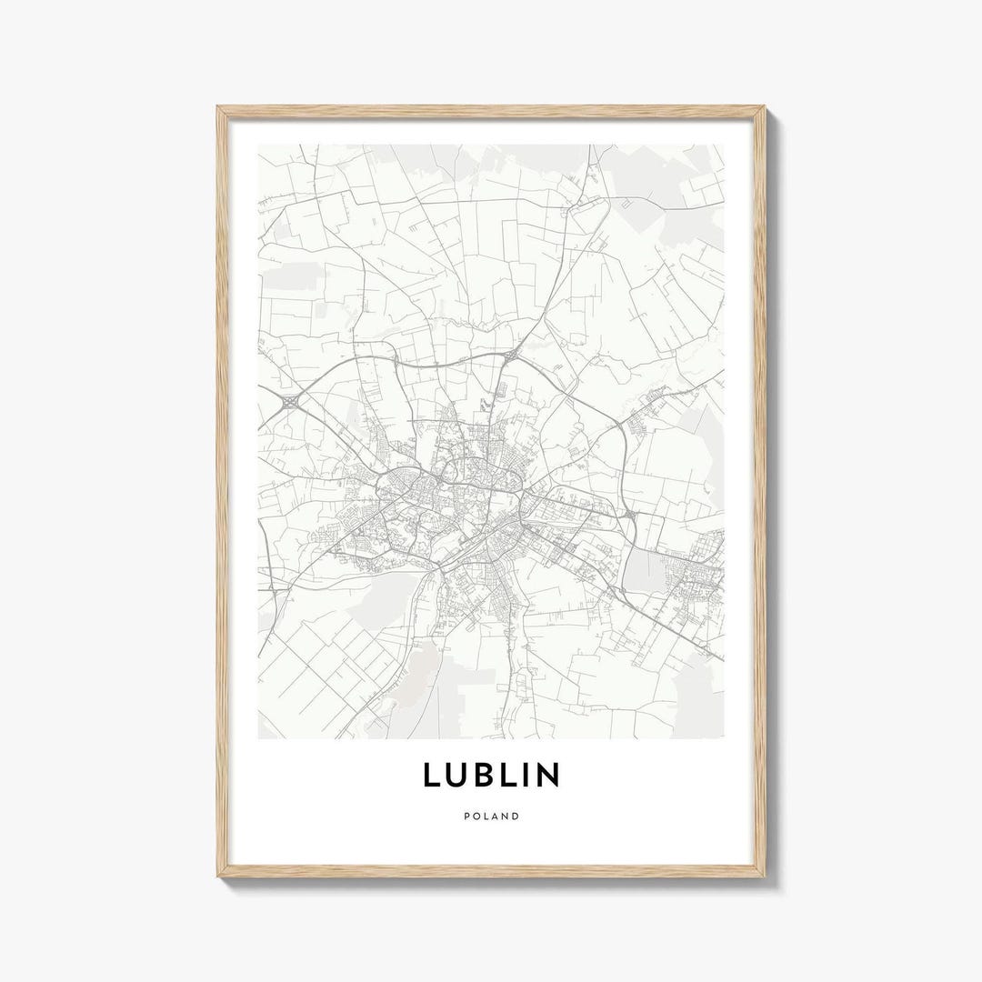 Lublin Map Poster Print, Poland Wall Art, Lubelskie Decor, Polish City ...