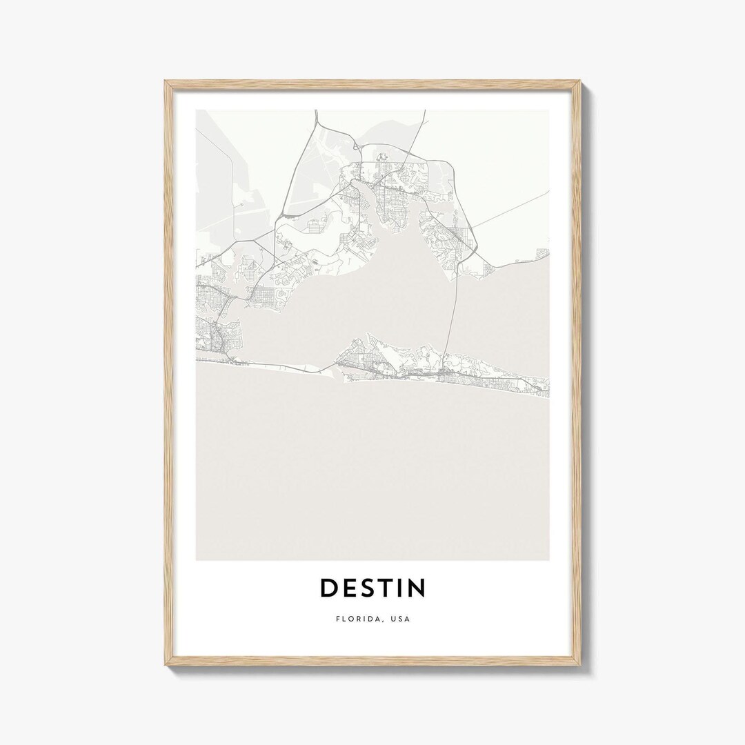 Destin Map Poster Print, Emerald Coast Wall Art, Florida Decor, USA ...