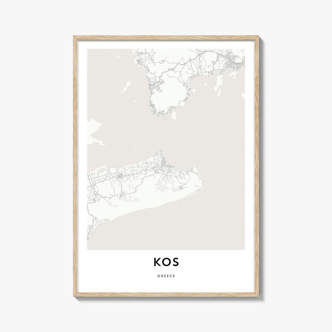 Kos Map Poster Print, Dodecanese Wall Art, Greece Decor, Aegean City ...