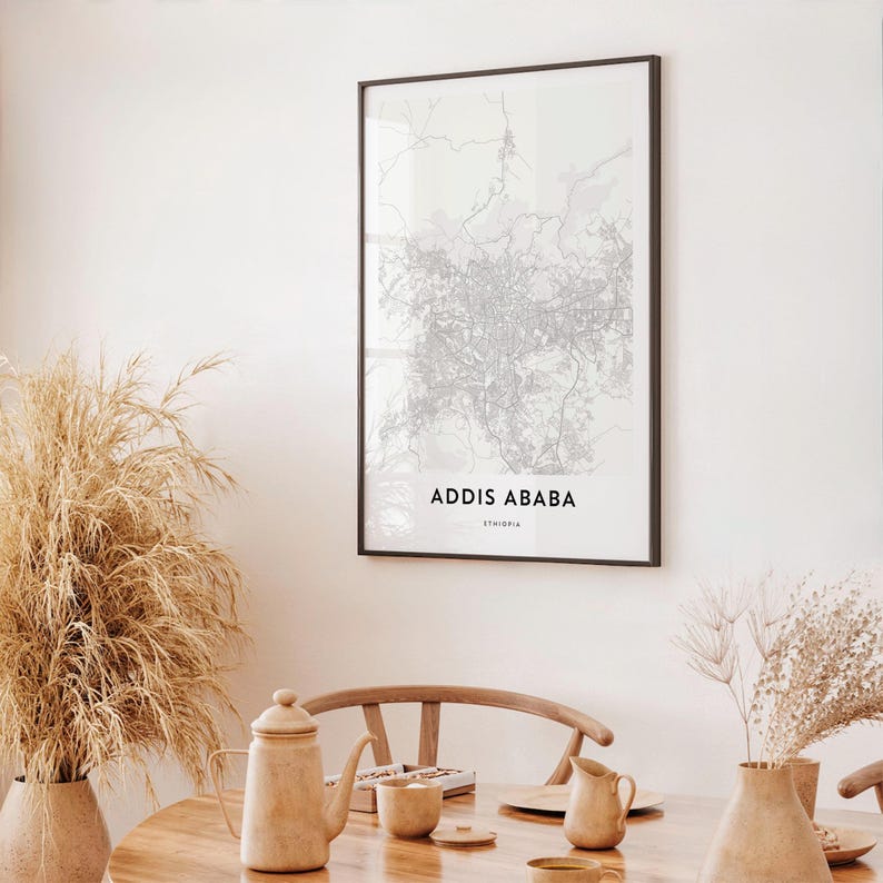 Map of Addis Ababa Print, Addis Ababa Map Gift, Addis Ababa Poster ...