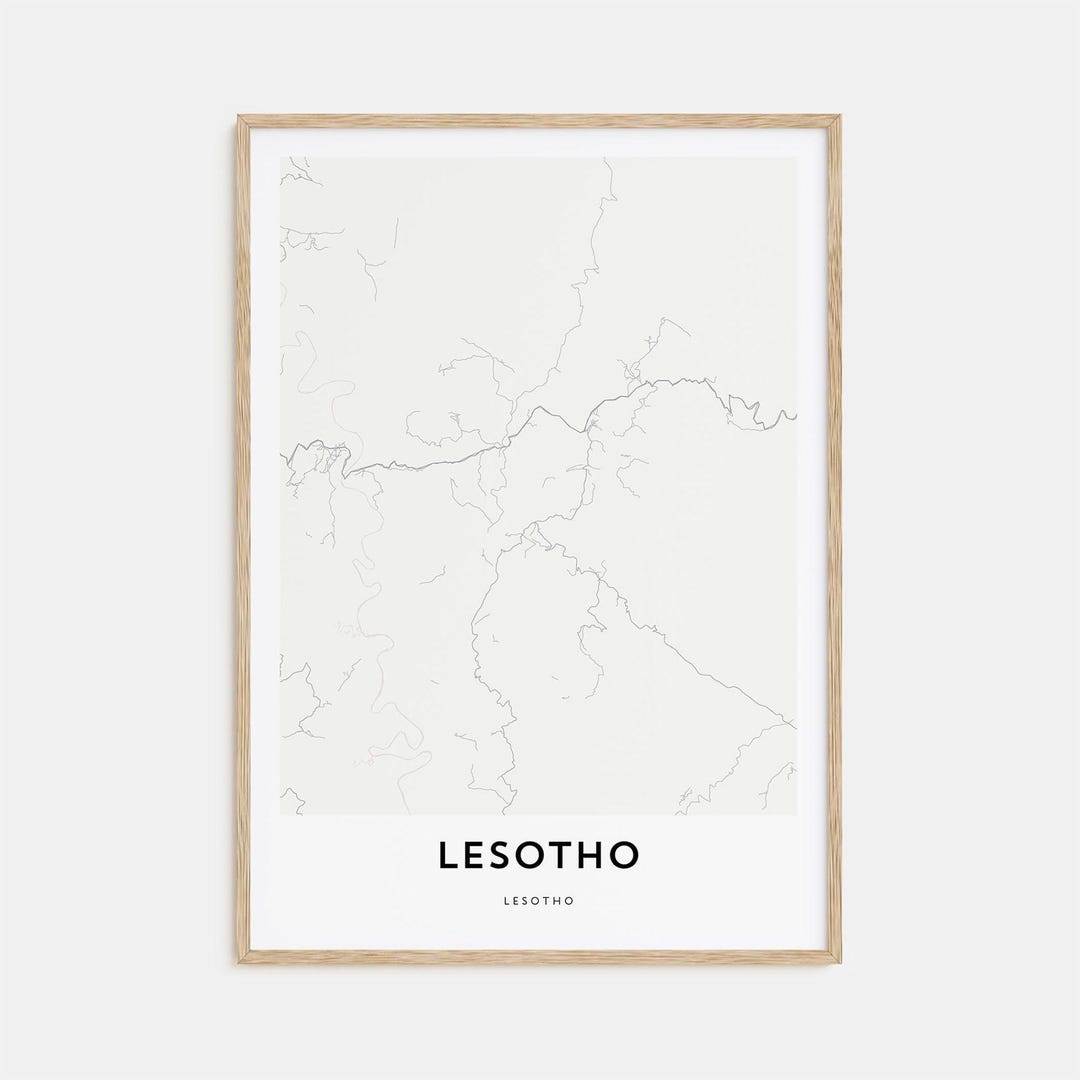 Map of Lesotho Print, Lesotho Map Gift, Lesotho Poster, City Map ...