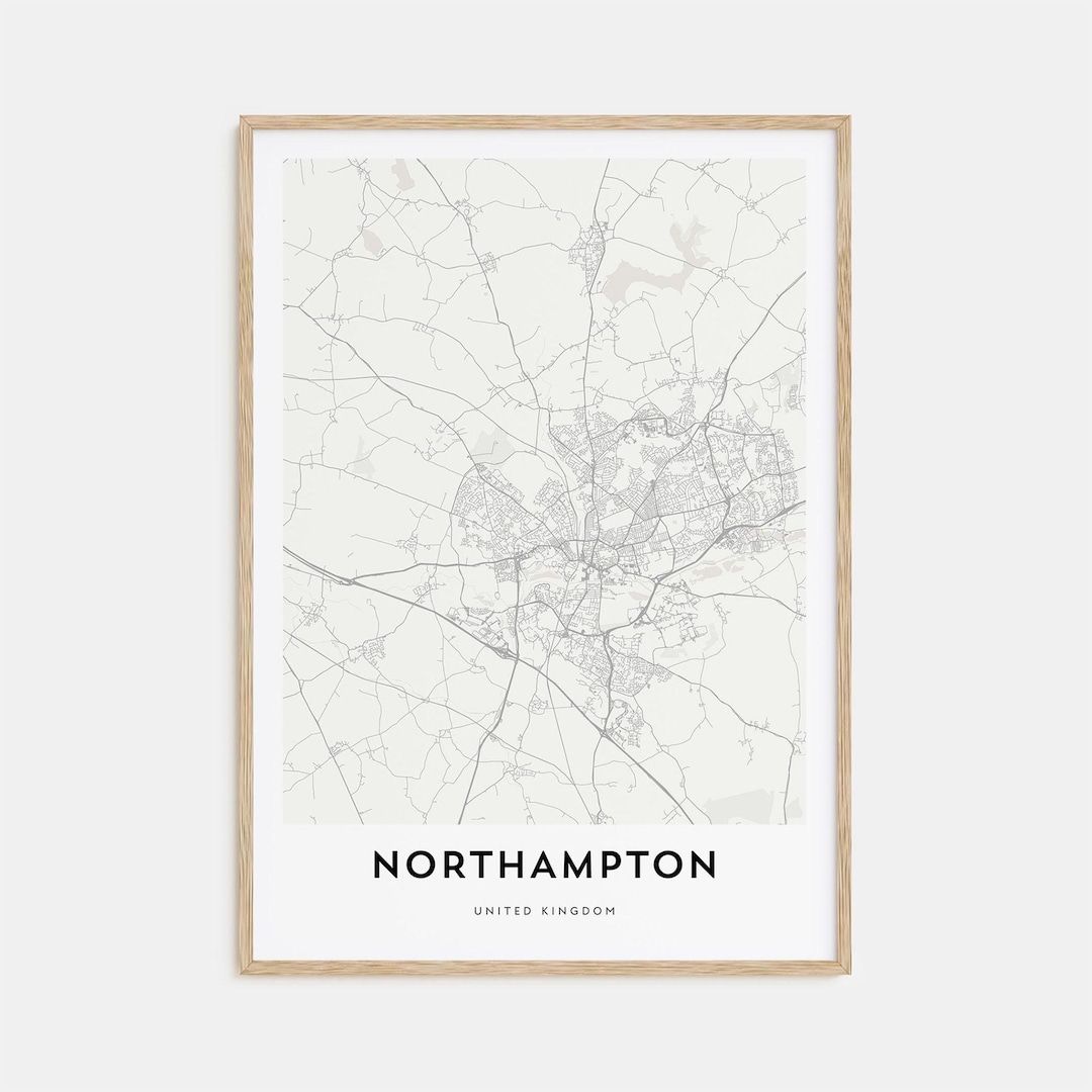 Map of Northampton Print, Northampton Map Gift, Northampton Poster ...