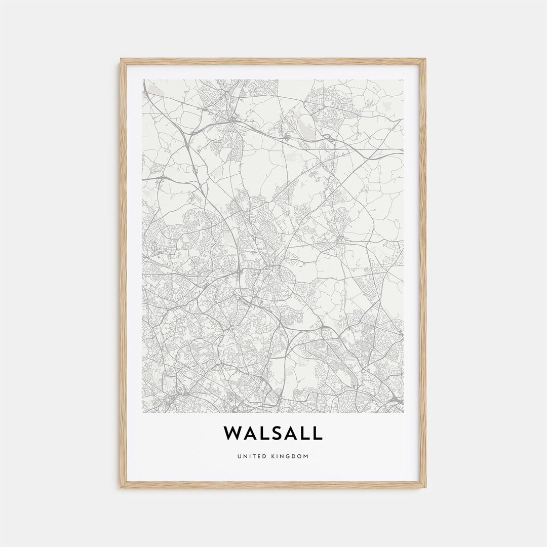 Map of Walsall Print, Walsall Map Gift, Walsall Poster, City Map ...