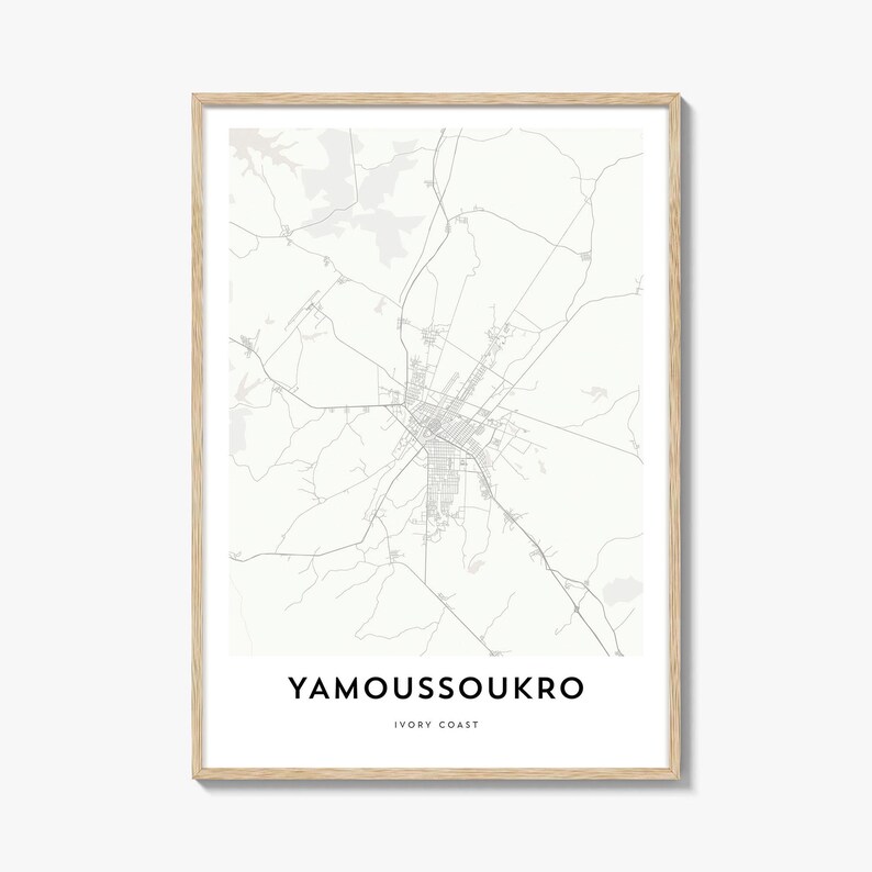 Map of Yamoussoukro Print, Yamoussoukro Map Gift, Yamoussoukro Poster ...