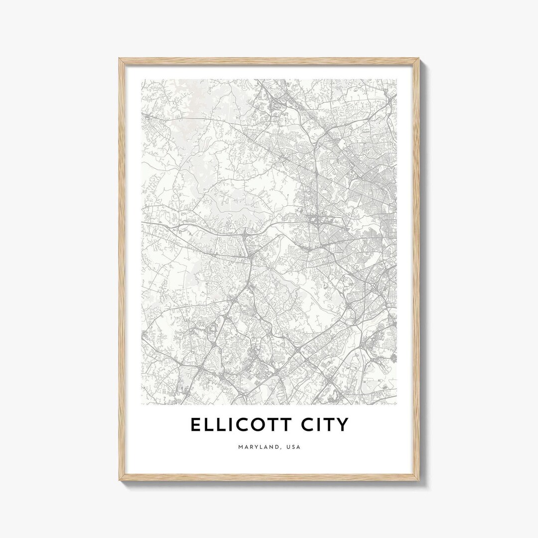 Ellicott City Map Poster Print, Maryland Wall Art, USA Decor, Historic ...
