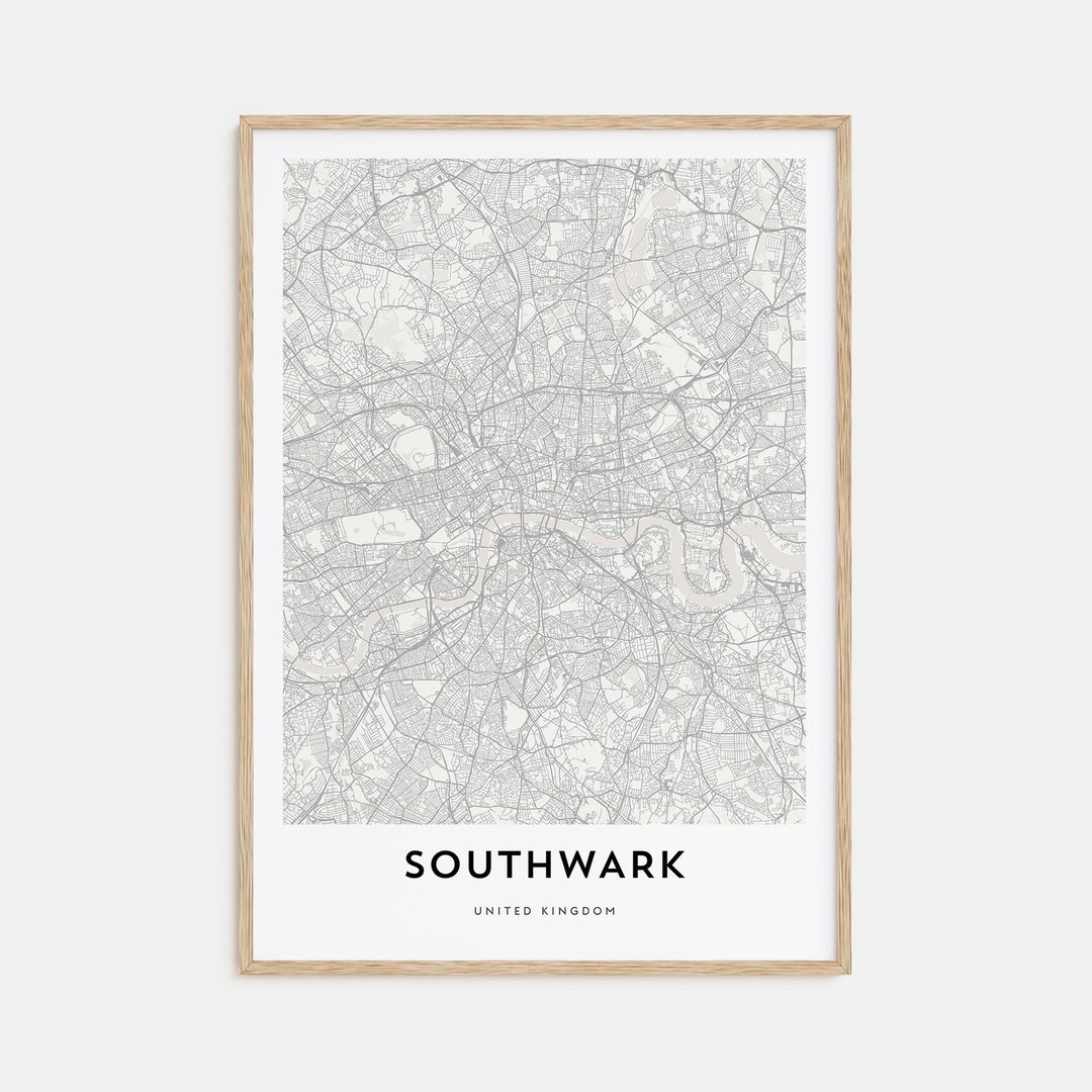 Map of Southwark Print, Southwark Map Gift, Southwark Poster, City Map ...