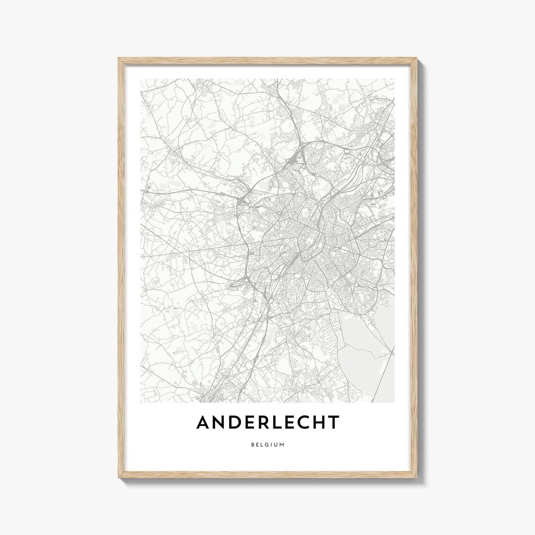 Map of Anderlecht Print, Anderlecht Map Gift, Anderlecht Poster, City ...
