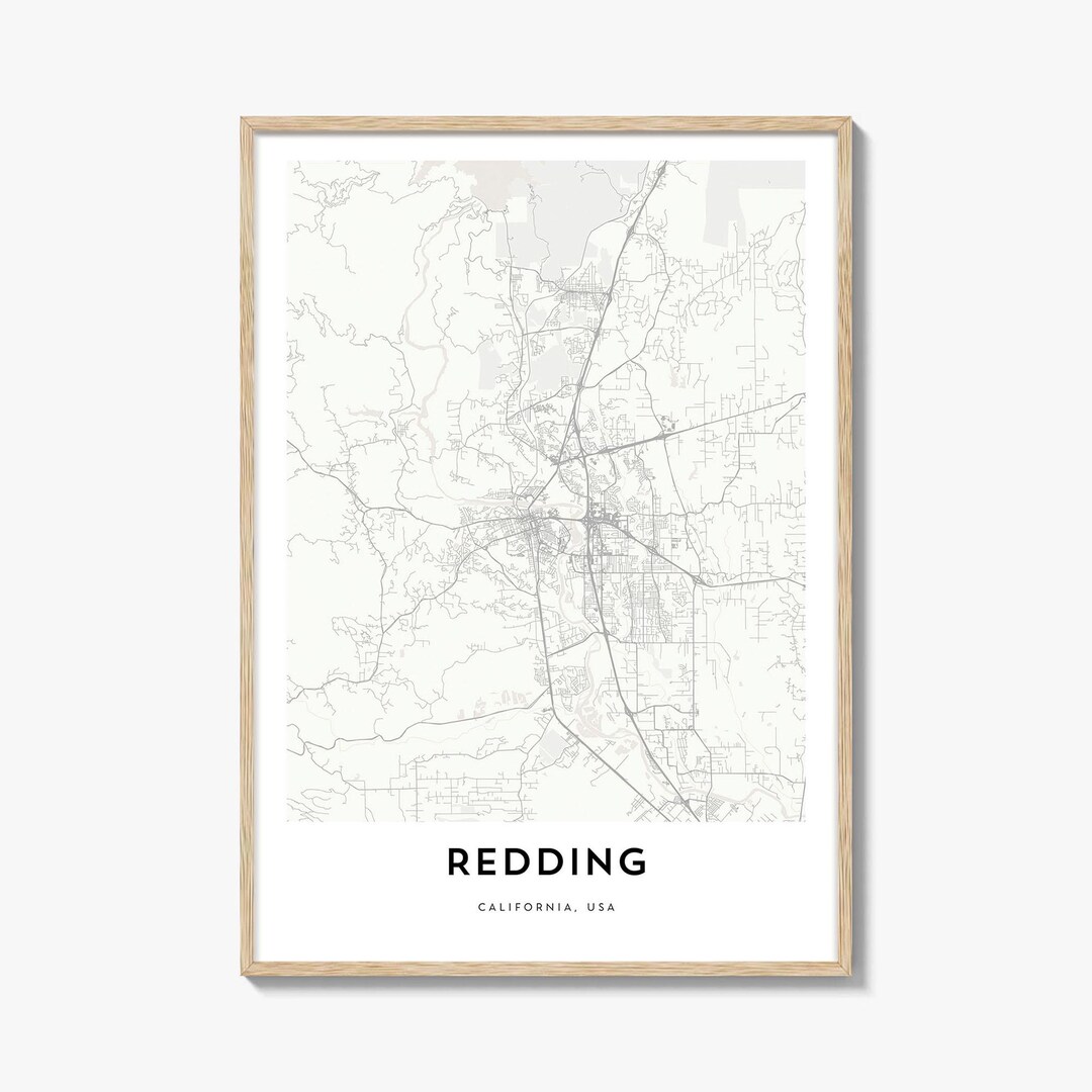 Map of Redding Print, Redding Map Gift, Redding Poster, City Map ...