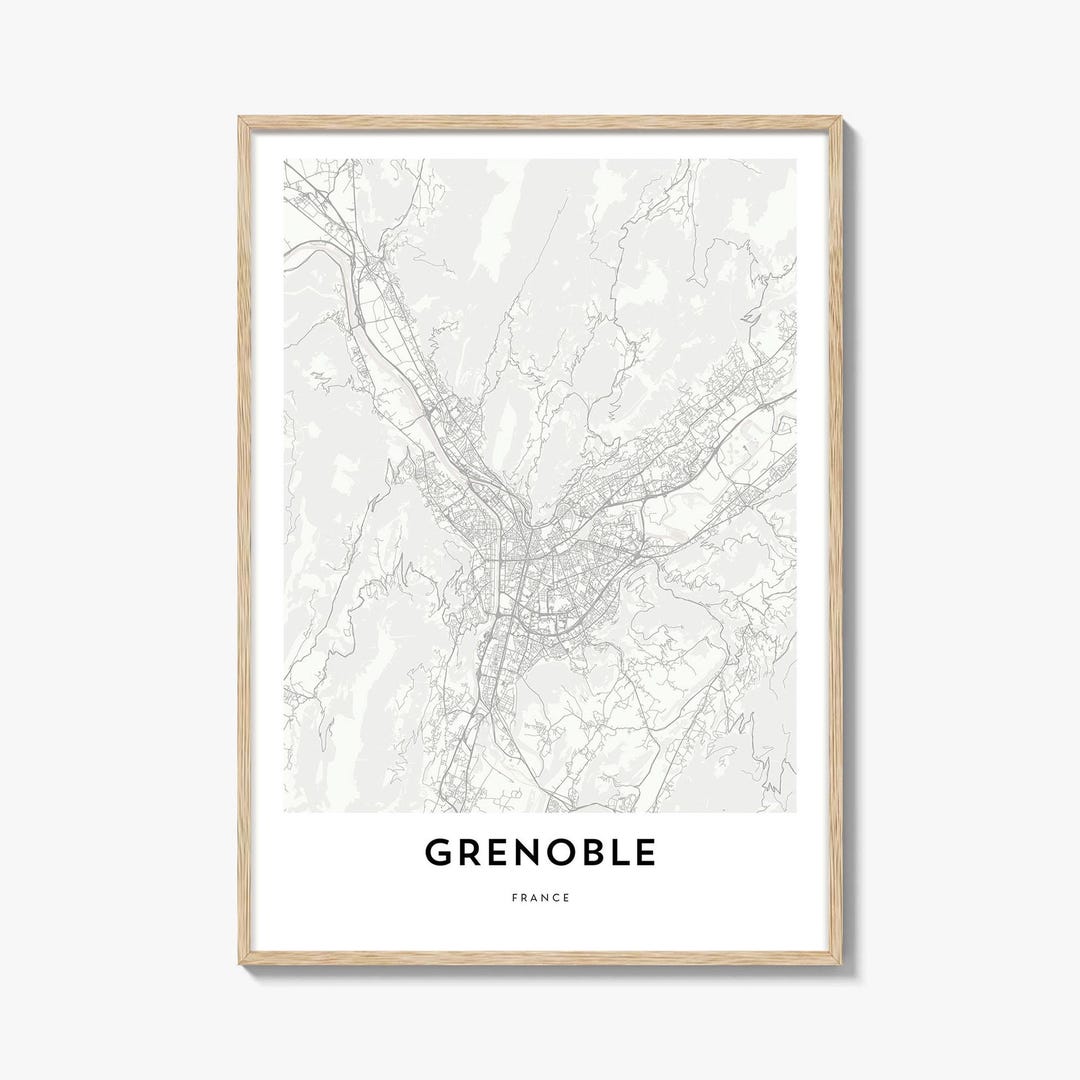 Map of Grenoble Print, Grenoble Map Gift, Grenoble Poster, City Map ...