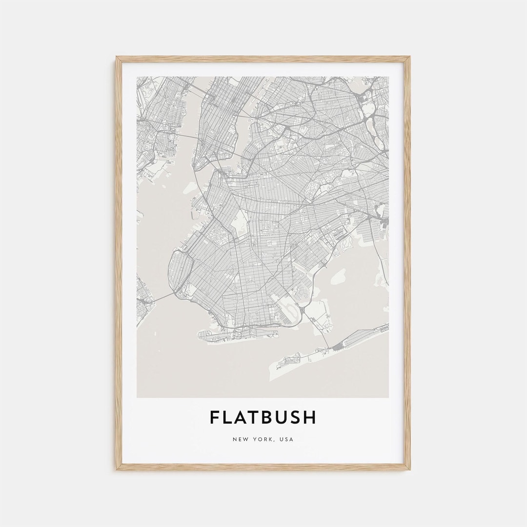 Map of Flatbush Print, Flatbush Map Gift, Flatbush Poster, City Map ...