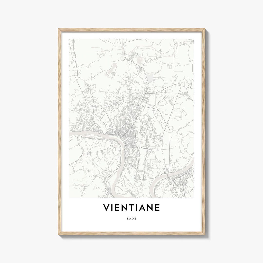Map of Vientiane Print, Vientiane Map Gift, Vientiane Poster, City Map ...