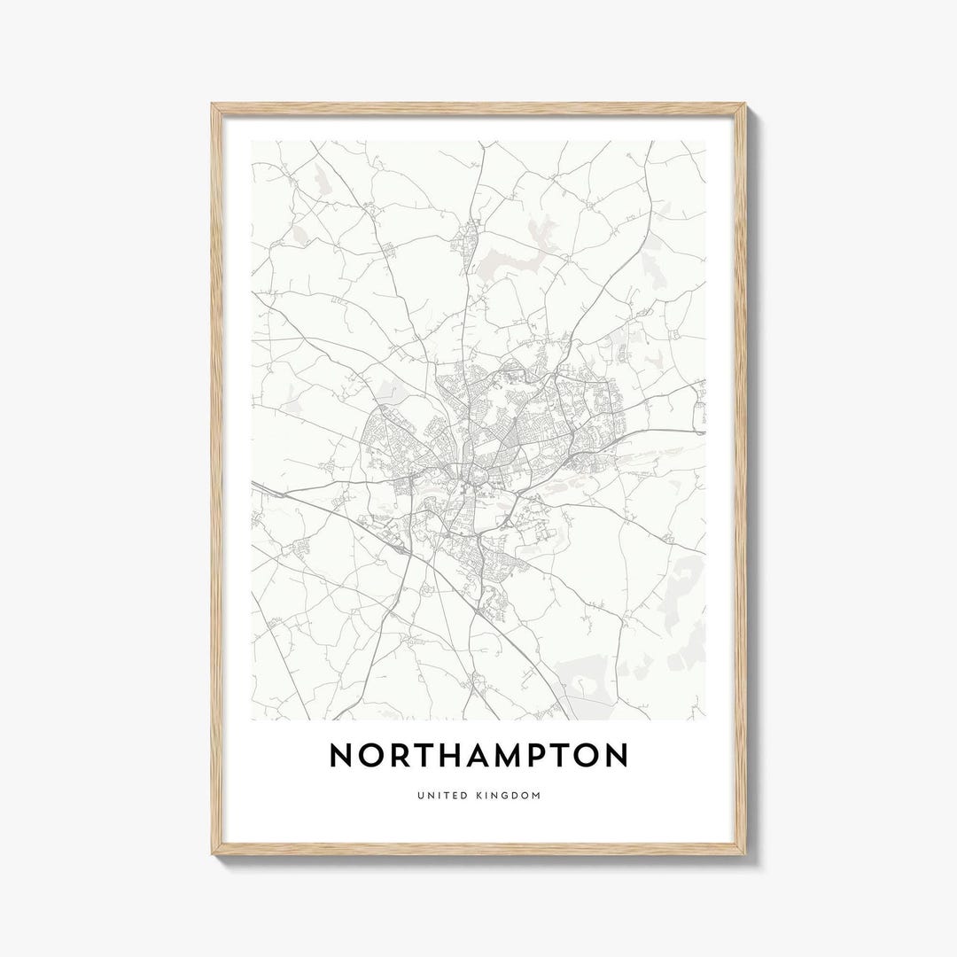 Map of Northampton Print, Northampton Map Gift, Northampton Poster ...