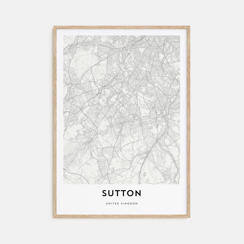 Map of Sutton Print, Sutton Map Gift, Sutton Poster, City Map Artwork ...