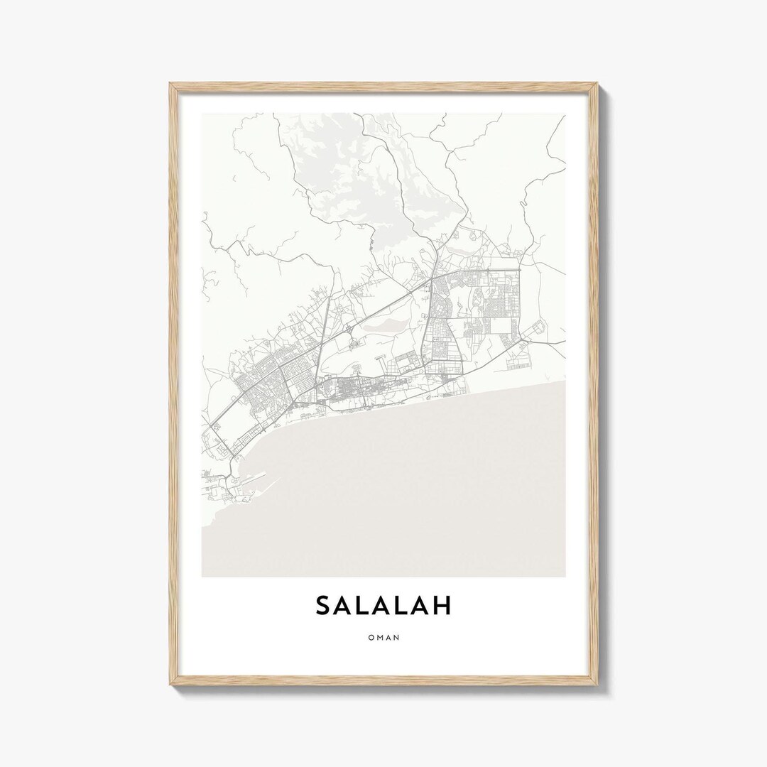 Salalah Map Poster Print, Dhofar Wall Art, Oman Decor, Arabian City ...