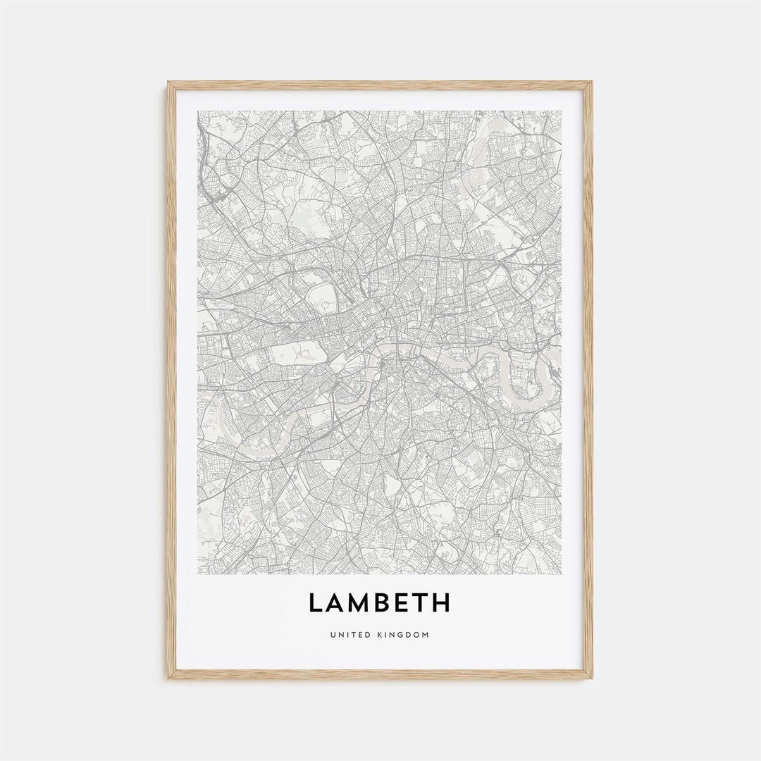 Map of Lambeth Print, Lambeth Map Gift, Lambeth Poster, City Map ...