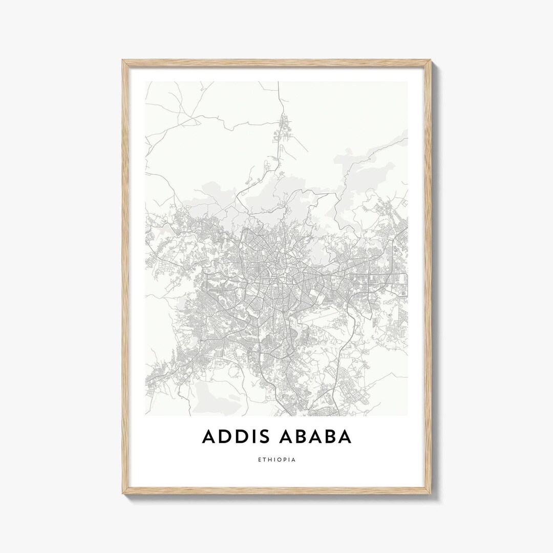 Addis Ababa Map Poster Print, Ethiopia Wall Art, Ethiopian Decor, City ...