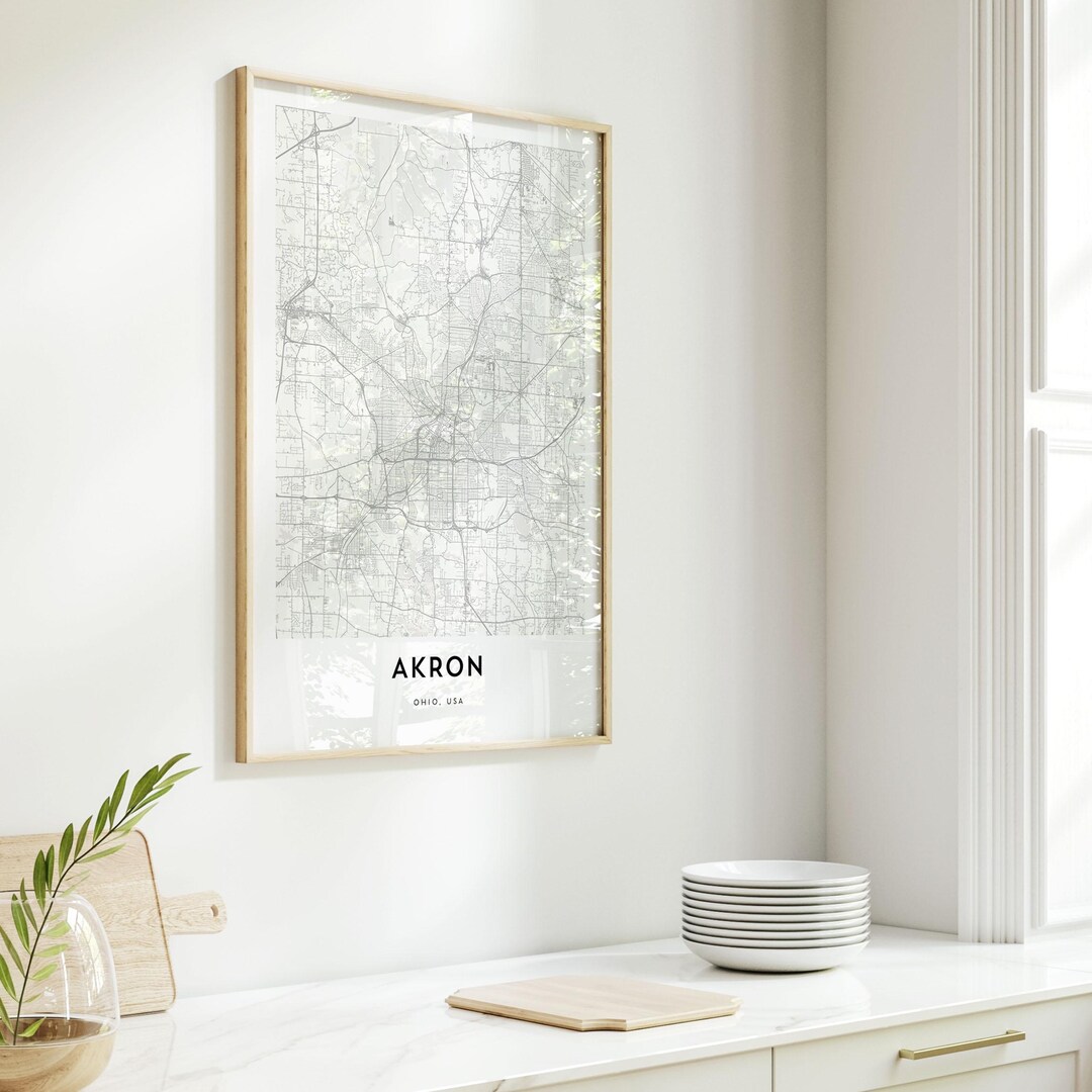 Map of Akron Print, Akron Map Gift, Akron Poster, City Map Artwork for ...