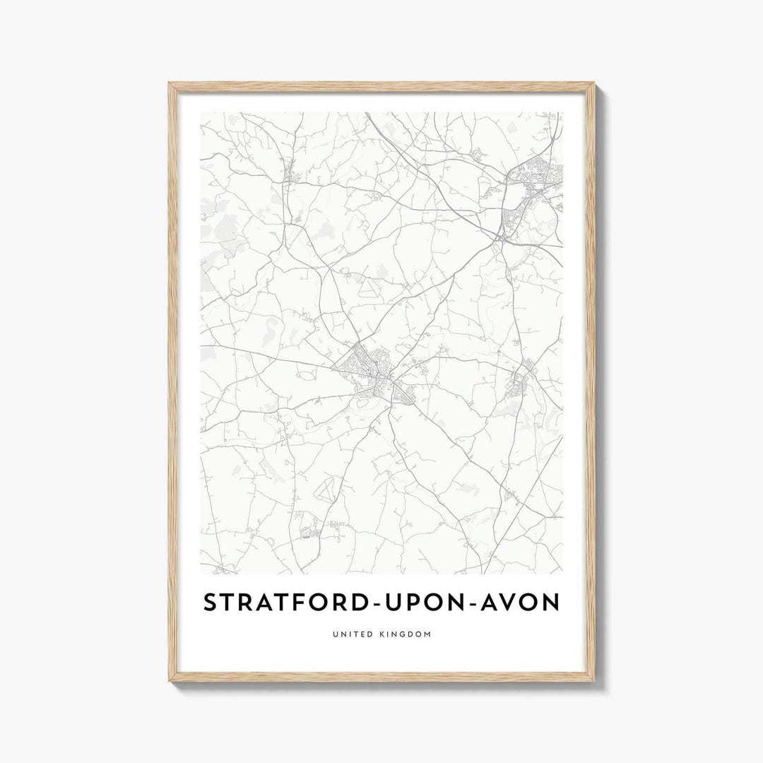 Stratford-upon-avon Map Poster Print, Shakespeare's Birthplace Wall Art ...