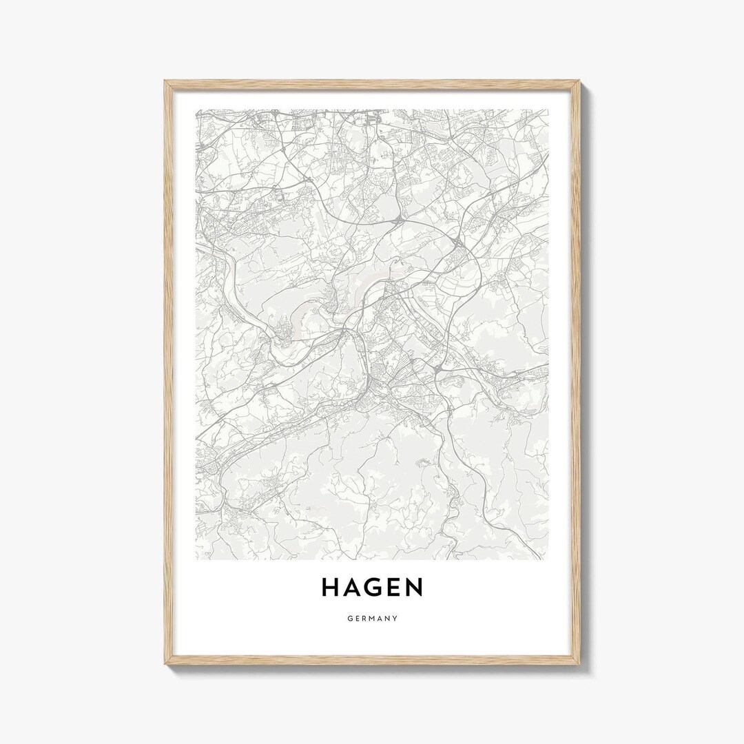 Hagen Map Poster Print, North Rhine-westphalia Wall Art, Germany Decor ...