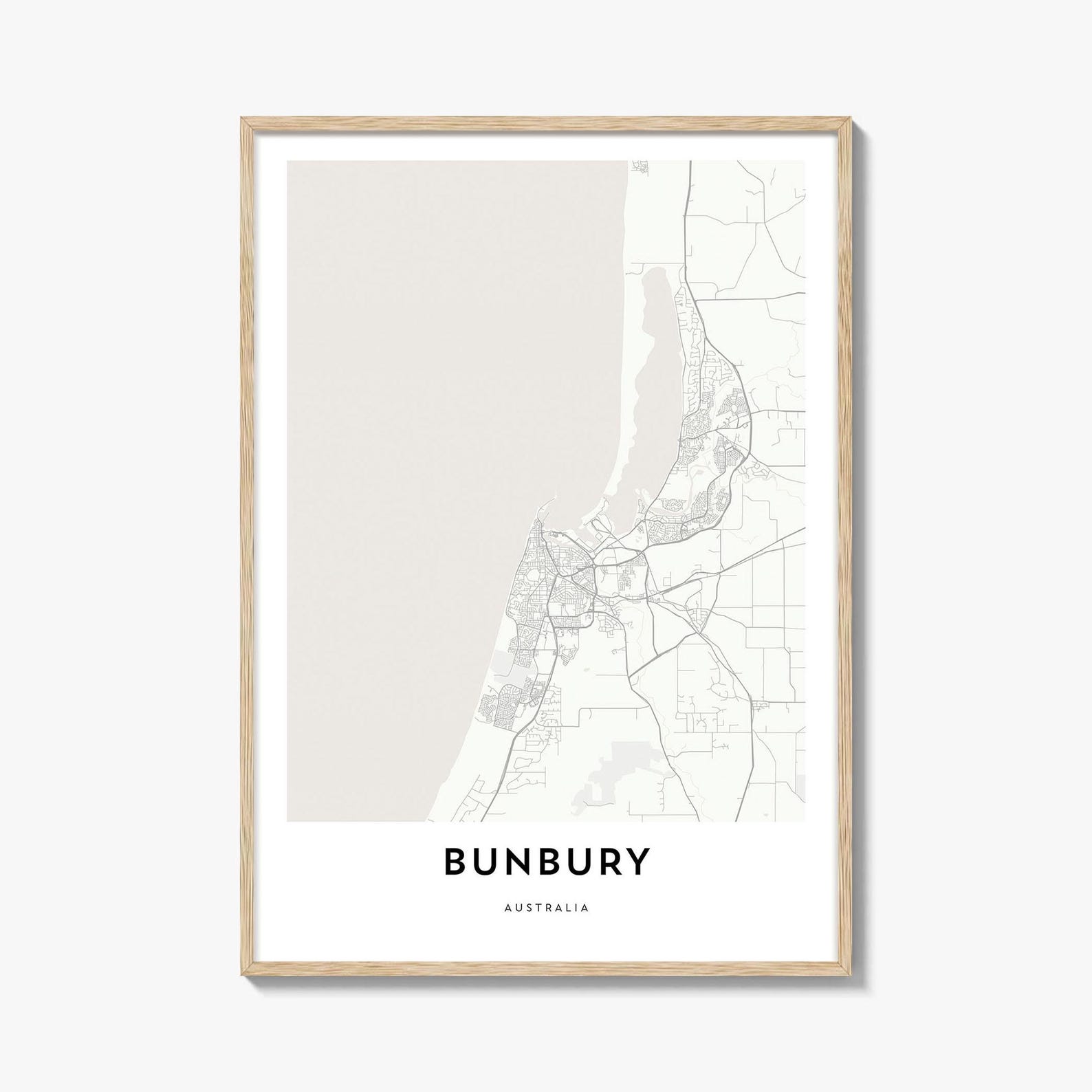 Map of Bunbury Print, Bunbury Map Gift, Bunbury Poster, City Map ...