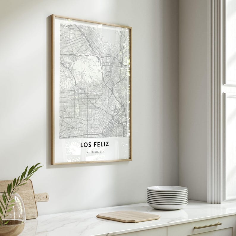 Map of Los Feliz Print, Los Feliz Map Gift, Los Feliz Poster, City Map ...