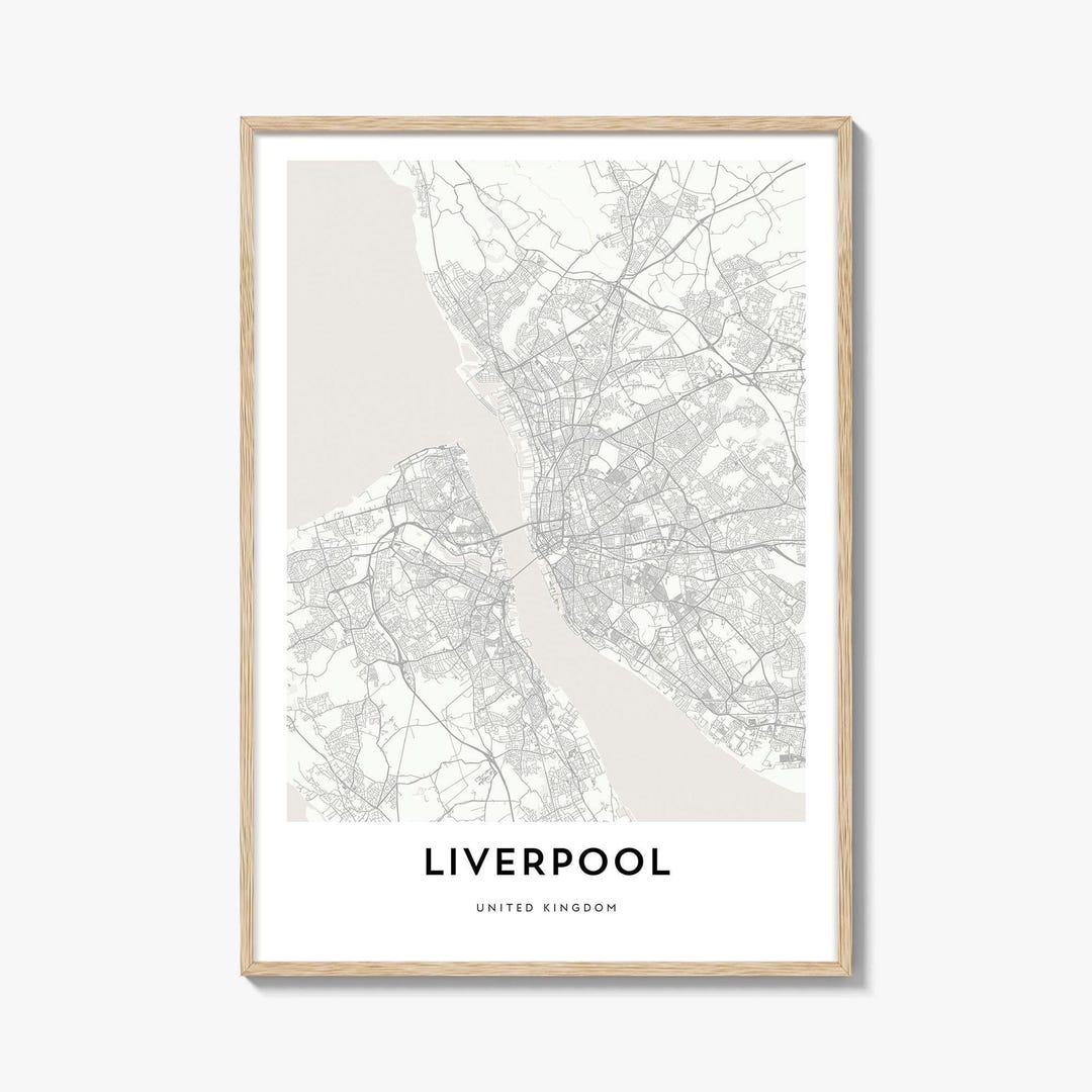 Liverpool Map Poster Print, Merseyside Wall Art, England Decor, United ...